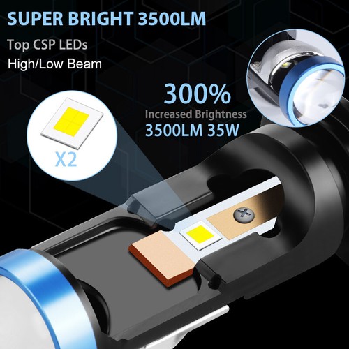 LHD H7 BI-LED 6000K White Mini Projector Lens Headlight Bulbs Hi/Lo ...