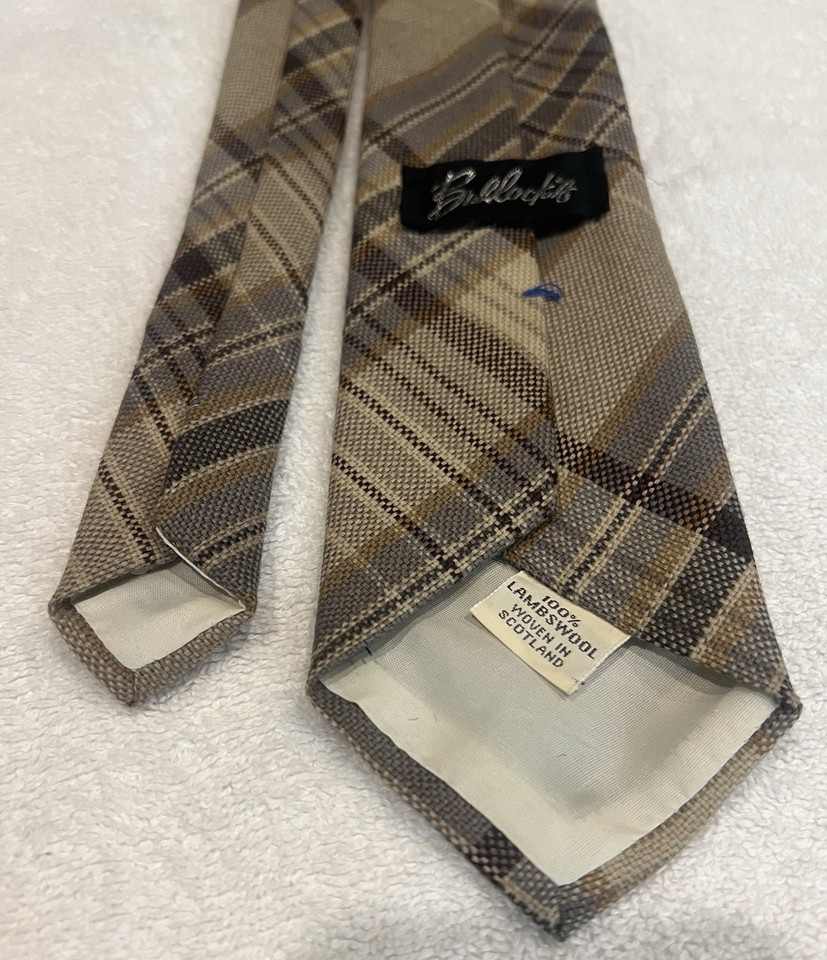 Bullocks LambsWool Mens Neck Tie Brown Tan Gray Stripe woven in ...
