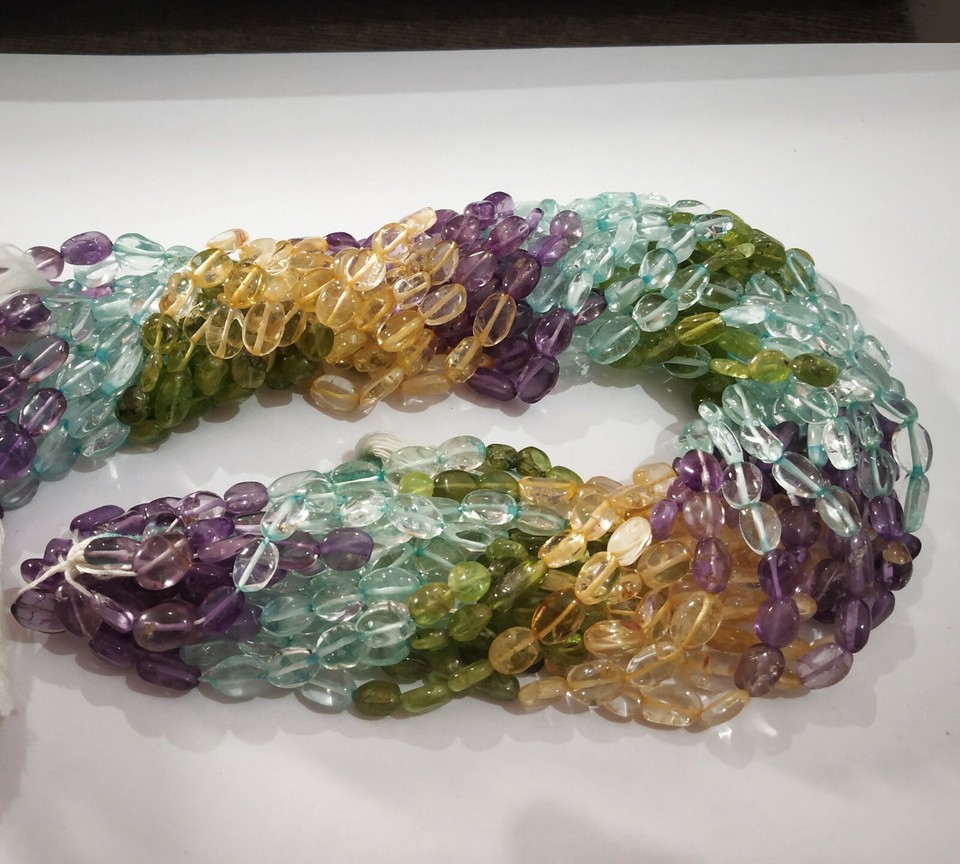 Wow Beautiful Multi Gemstone 5x8, 6x9 mm Oval Loose Gemstone Beads 13 ...