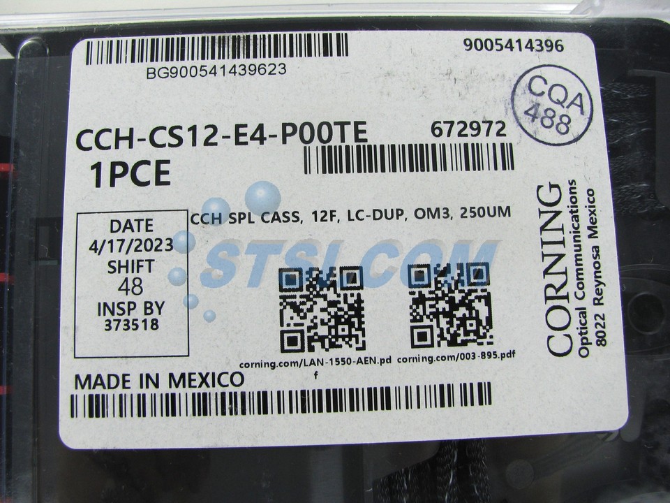 Corning CCH Splice Cassette, 12 Fiber, LC Duplex OM3, CCH-CS12-E4-P00TE ...