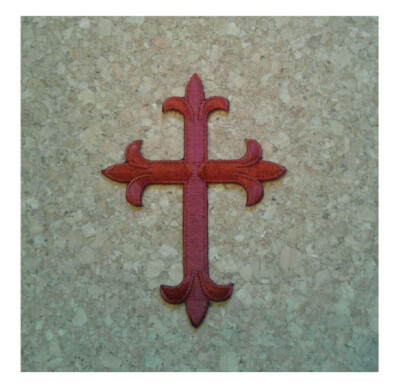 Cross - Christian - Baptism - Embroidered Maroon Iron On Applique Patch ...