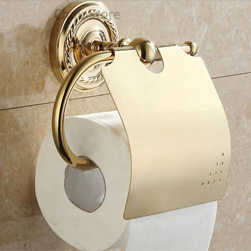 Gold Bathroom Toilet Roll Paper Holder Brass Wall Mount Tissue Roller Rack NEW | eBay