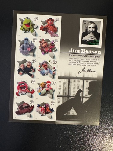 FUN 2005 Jim Henson USPS Stamp Sheet Muppets 37¢ Kermit Miss Piggy ...