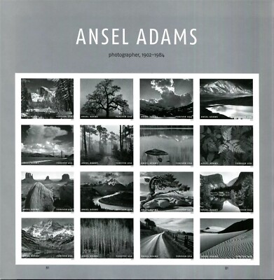 ANSEL ADAMS Imperforate NDC NO DIE CUT PANE OF 16 Forever Stamps MNH | eBay