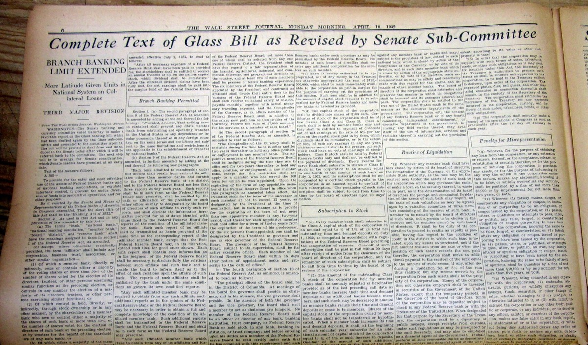 Glass Steagall Act Poster