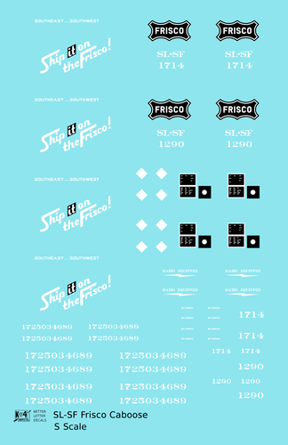 K4 S Scale Decals SLSF Frisco Caboose White | eBay
