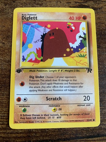 Pokémon Team Rocket 1st Edition Diglett 52/82 Vintage wizards of coast ...