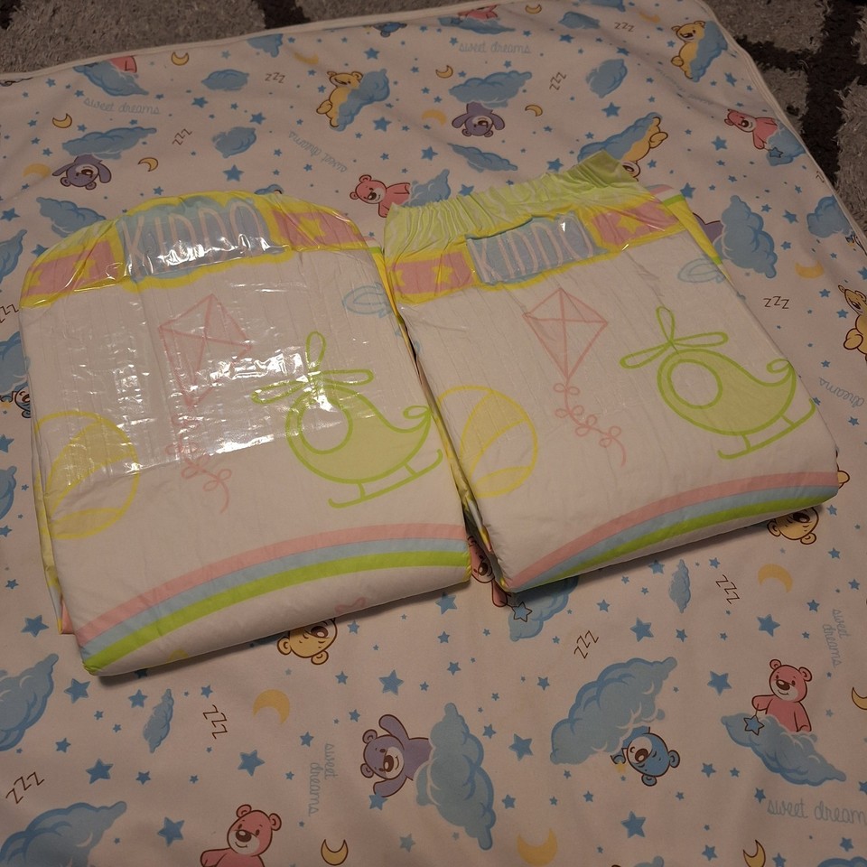 🎠 Kiddo Playtime Adult Diapers – Size Medium – 2 Pack plastic backed ...