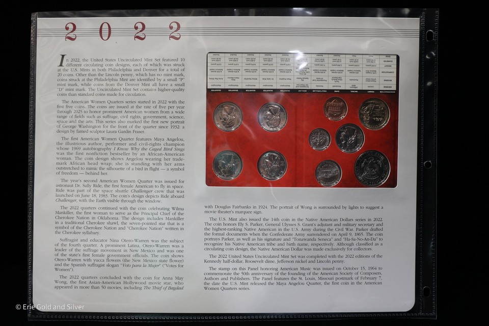 2022 P&D Uncirculated Mint Set Postal Commemorative Society Coins ...