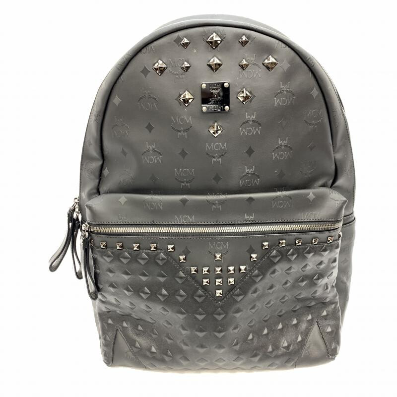 MCM Backpack Studs MMK3SXO01BK001 Black 47x35x16cm E5031 Square Plate ...