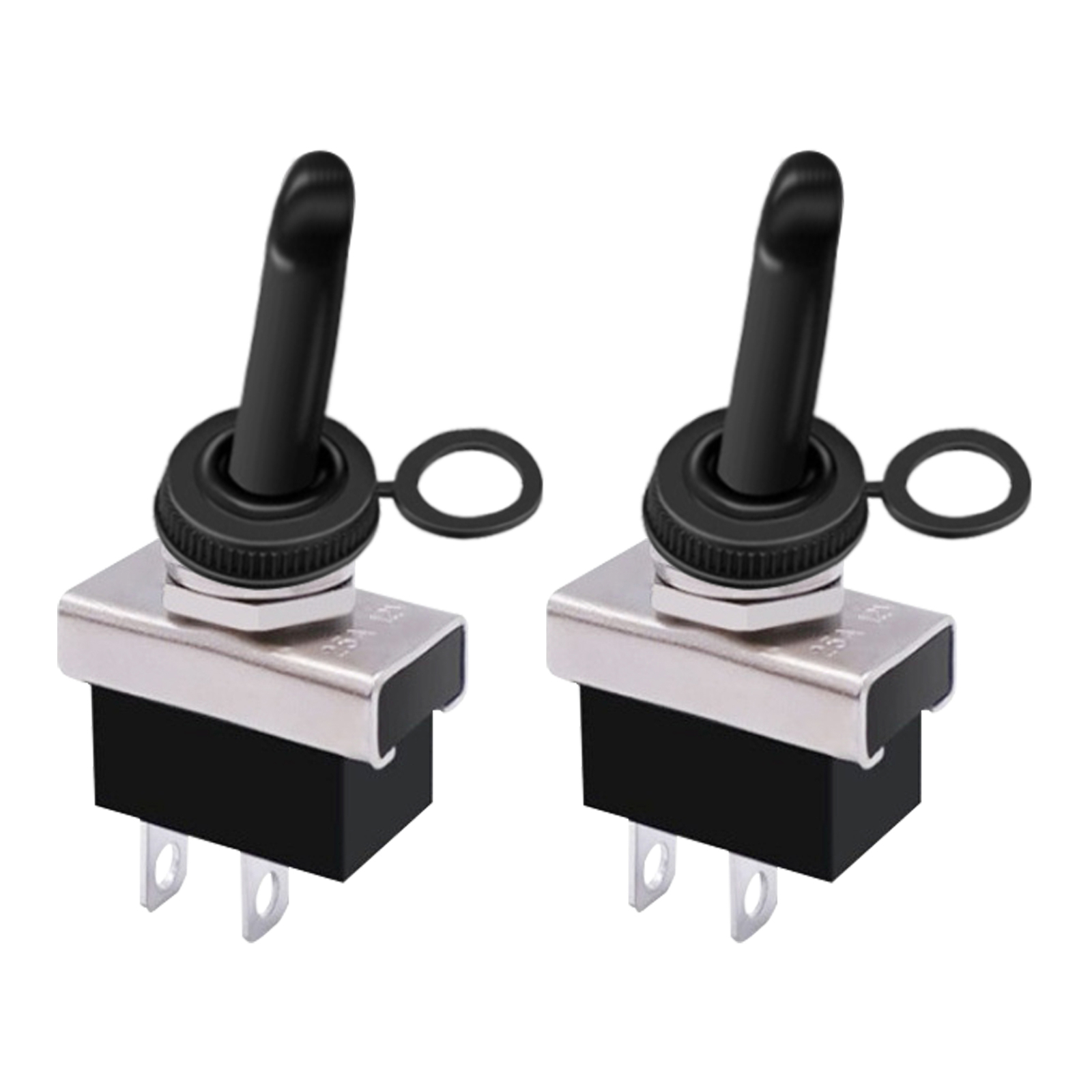 2pcs 2 Position 2 Pin For Car Toggle Switch With Rubber Cover Momentary ...