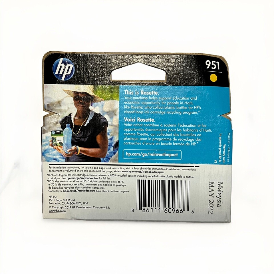 Genuine HP 951 Yellow Original Ink Cartridge 05/22, CN052AN #140 New ...