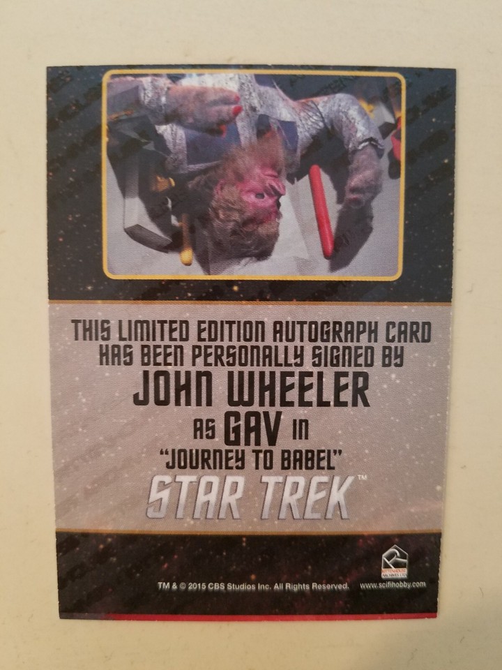 Star Trek OS Signed Auto John Wheeler Gav Babel Limited Edition Insert ...
