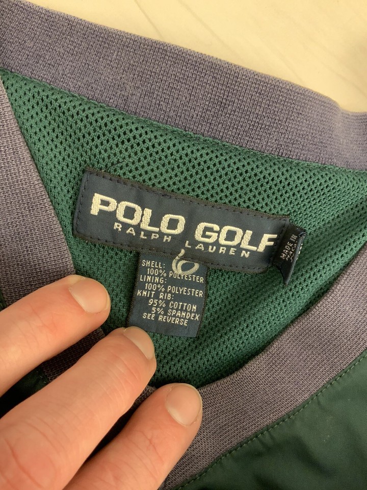 Polo Golf Pullover M Green 100% Poly Made In Macau V-neck YGI Y1-1016 ...