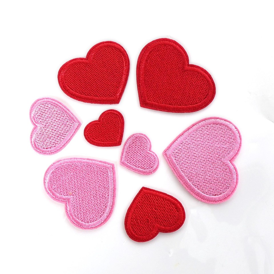 Lystaii 24pcs Heart Shape Iron on Patches Cute Mini 4 Size, Red, Pink ...