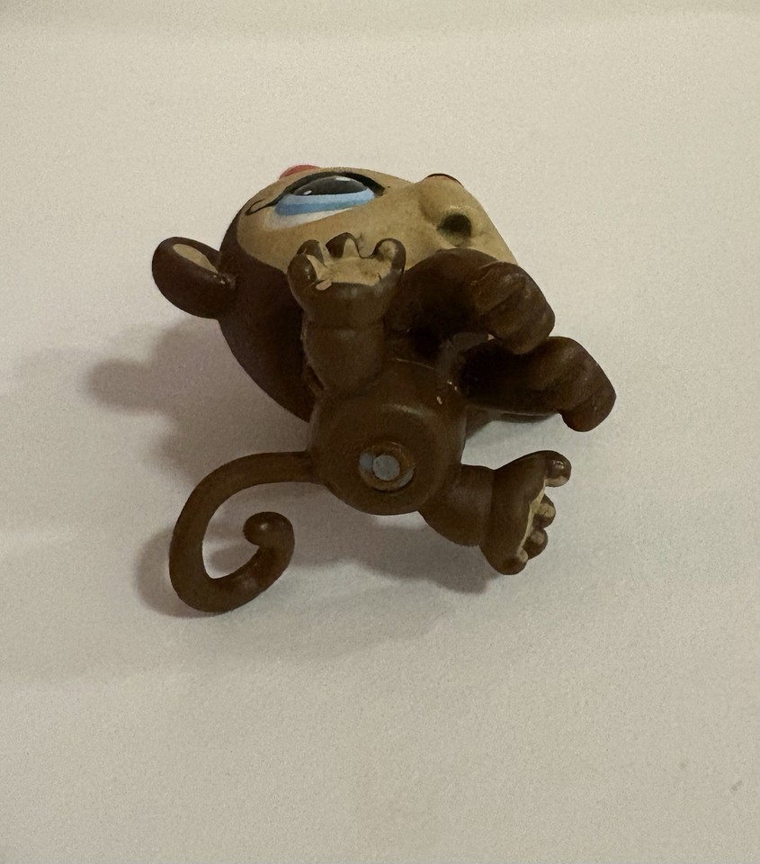 Littlest Pet Shop LPS Baby Monkey Girl With Bow Brown, Blue Eyes Hasbro ...