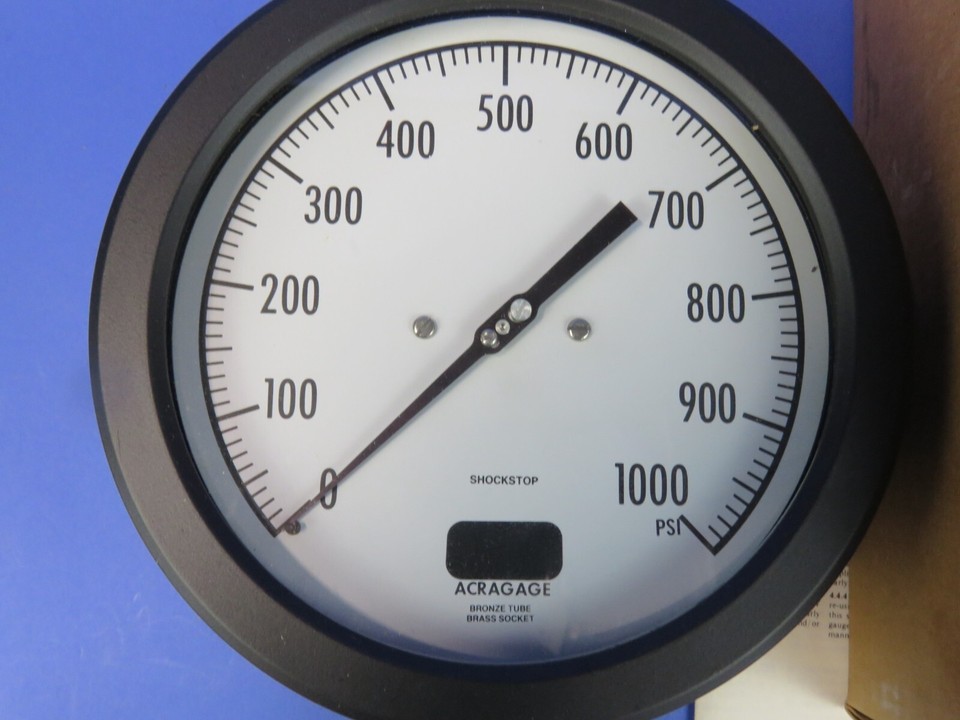 Robertshaw Pressure Gauge 0-1000 PSI 6" Dial 1/2" NPT Bottom Connect ...