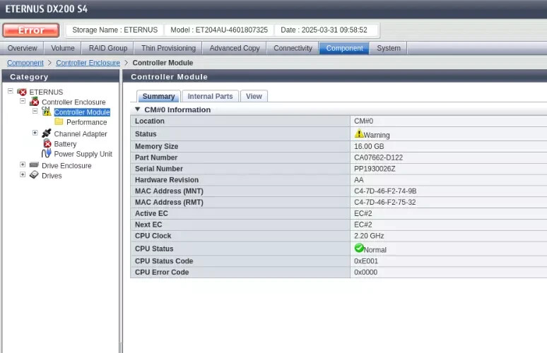 Fujitsu Eternus DX200S4 CA07662-D122 Controller Module Quad Port 16GB ...