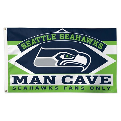 SEATTLE SEAHAWKS MAN CAVE SEAHAWKS FANS ONLY 3'X5' DELUXE FLAG NEW ...
