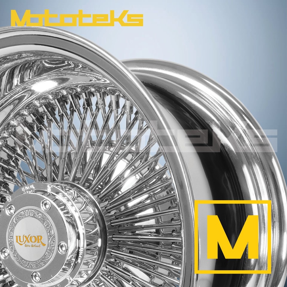 15X10 LUXOR WIRE WHEELS 100 STRAIGHT REV CHROME RIMS ADAPTER KNOCK OFF ...