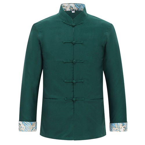 Chinese Traditional Kungfu Jacket Men Autumn Cotton Linen Coat Tang ...