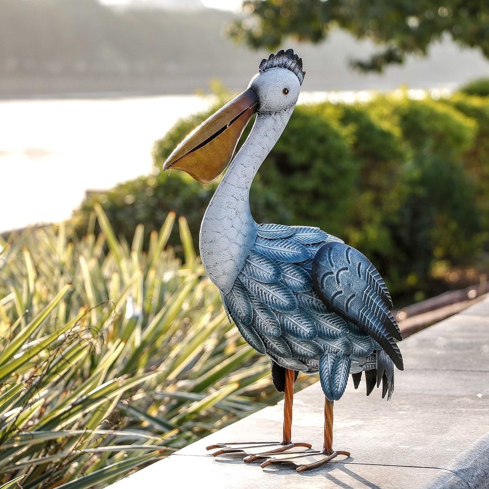 TERESA'S COLLECTIONS Pelican Outdoor Statues Garden Decor for Outside ...