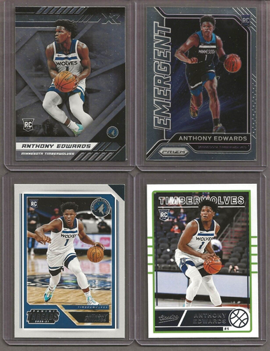 Anthony Edwards 2020-21 Panini Lot of (4) Rookie Cards RC Timberwolves ...