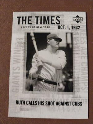 2001 BABE RUTH UPPER DECK LEGENDS OF NEW YORK BASEBALL CARD #173 NY ...