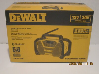 DEWALT DCR028B 12V/20V MAX Bluetooth Cordless Jobsite Radio (Tool Only ...