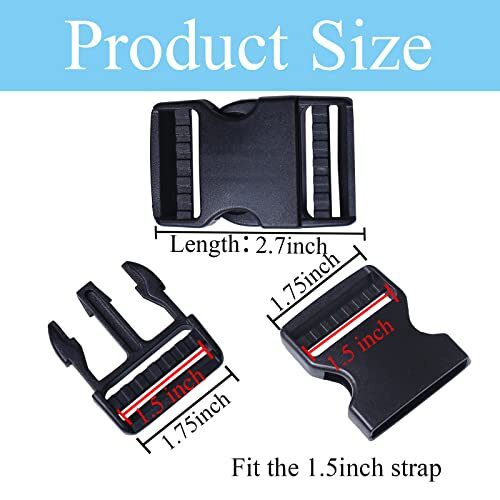 4 Pack 1.5" Wide Quick Side Release Buckles, Dual Adjustable No Sewing ...