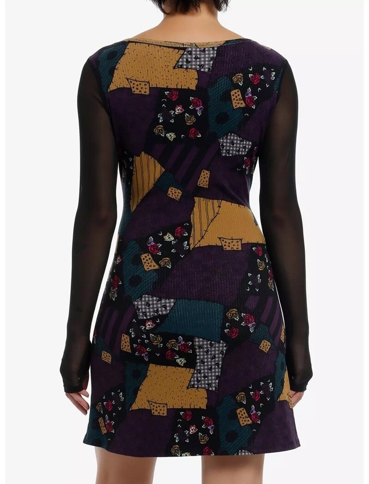 Nightmare Before Christmas Sally mesh-sleeve patchwork shift dress ...