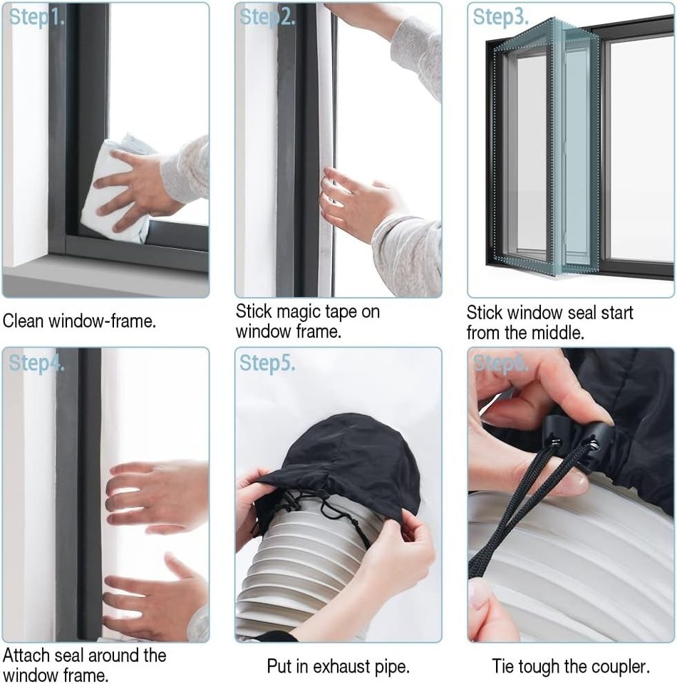 157-Inch Universal Window Seal for Portable AC with Adjustable Coupler ...
