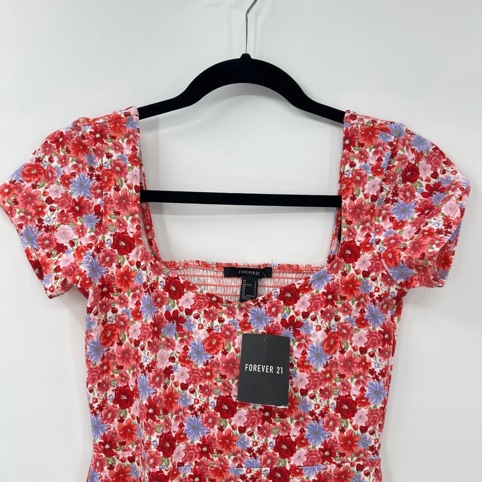 New Cottagecore Floral Smocked Mini Dress Small Milkmaid Square ...