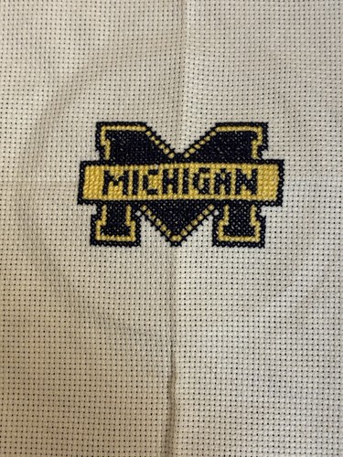 Completed Cross Stitch Michigan logo | eBay