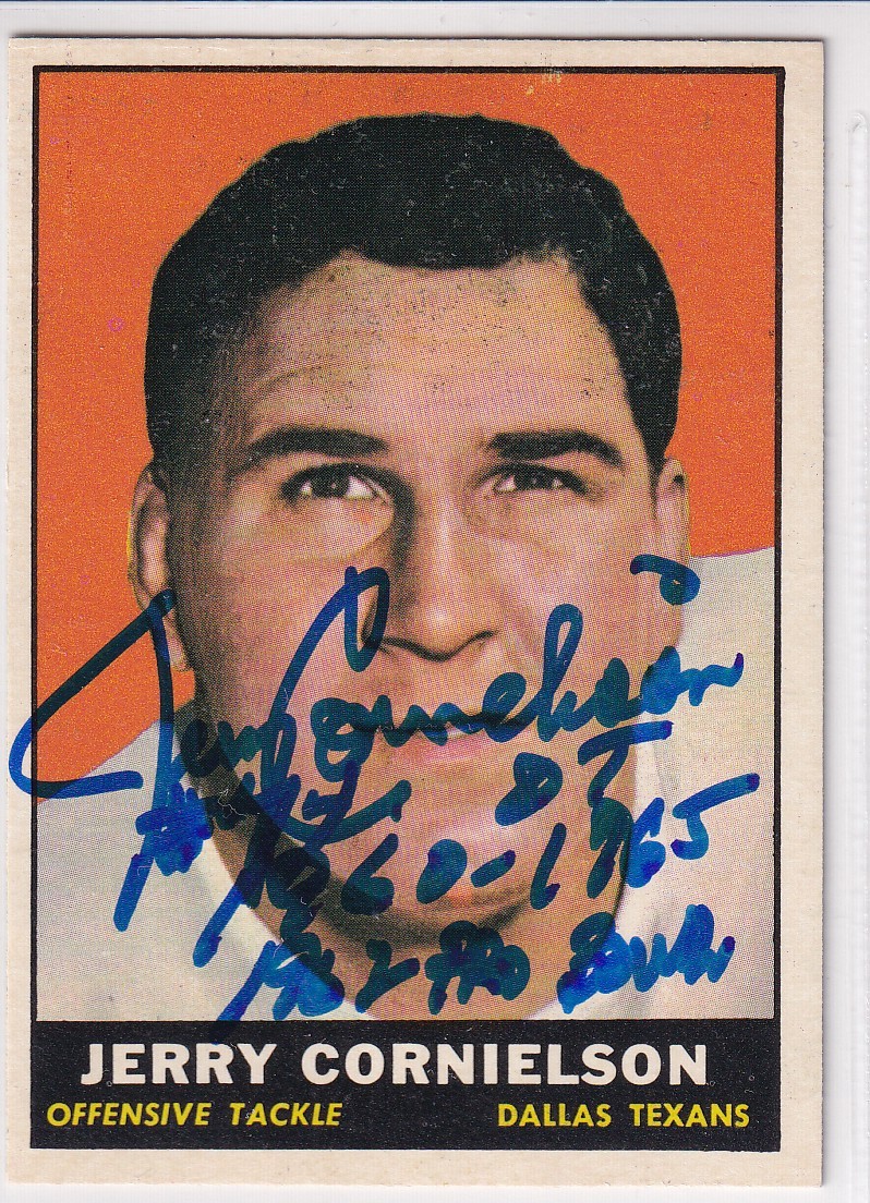 Jerry Cornelison 1961 Topps Dallas Texans, Kansas City Chiefs SIGNED ...