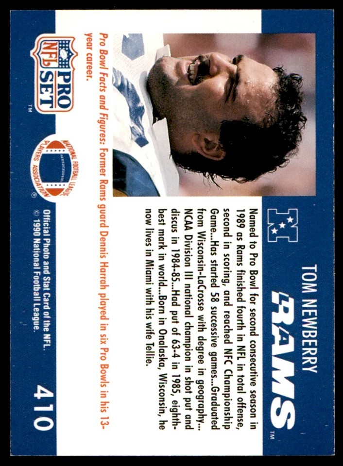 1990 Pro Set Tom Newberry Los Angeles Rams #410 | eBay