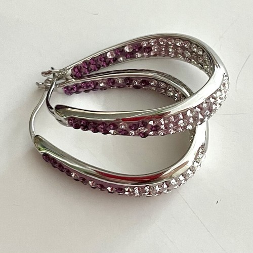 CT Design Purple Pink White Crystals 925 Sterling Silver Earrings | eBay