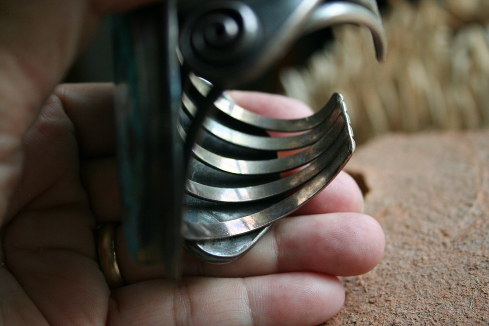 Vintage Native American Museum Gem Quality Turquoise Slab Sterling Cuff ...