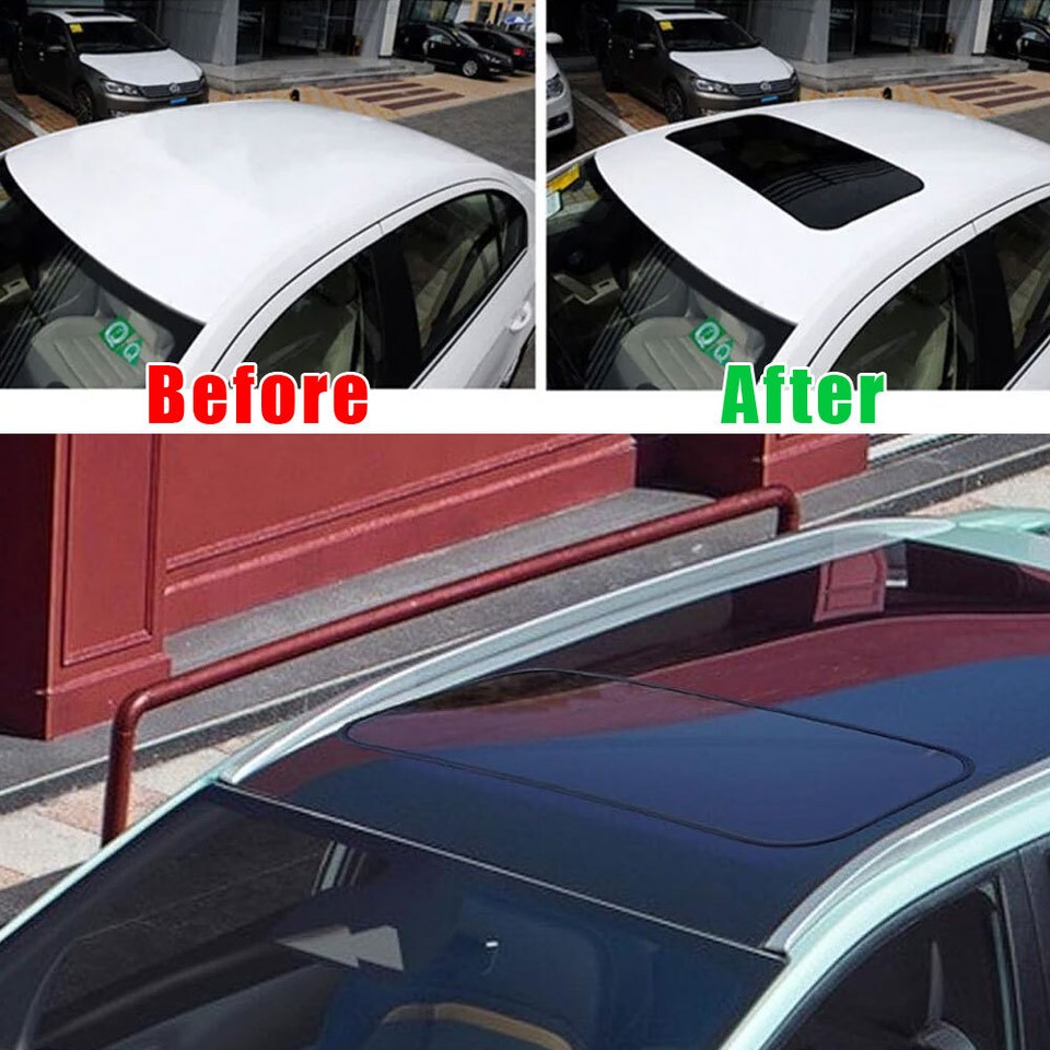 Simulation Fake Sunroof Sticker Cover Black Vinyl Film Car Accessories ...