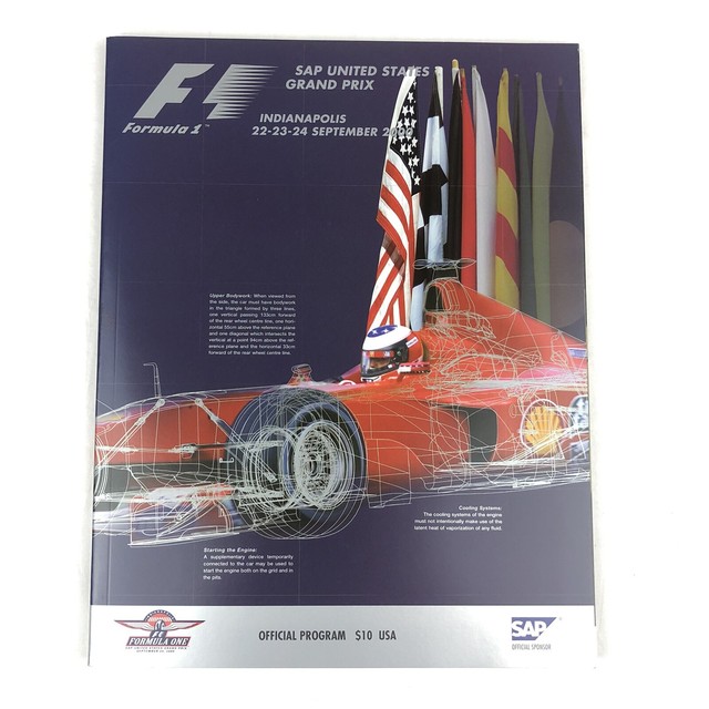 F1 Formula 1 SAP United States Grand Prix Indianapolis Official Program ...