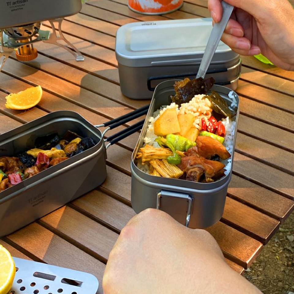 Compact Titanium Food Container with Steaming Rack Ideal for Daily Use ...