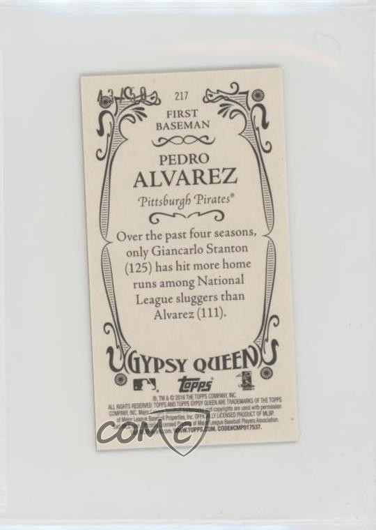 2016 Topps Gypsy Queen Mini Gold /50 Pedro Alvarez #217 | eBay