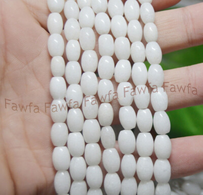 Wholesale Natural 6x9mm White Jade Rice Shape Gemstone Loose Beads 15 ...