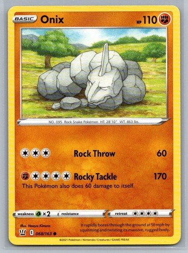 Onix 68/163 Battle Styles Common Pokémon TCG 2021 | eBay