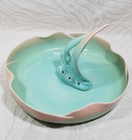 FLOWER FROG SAILBOAT & DISH HALDEMAN CALIENTE CALIFORNIA POTTERY AQUA ...