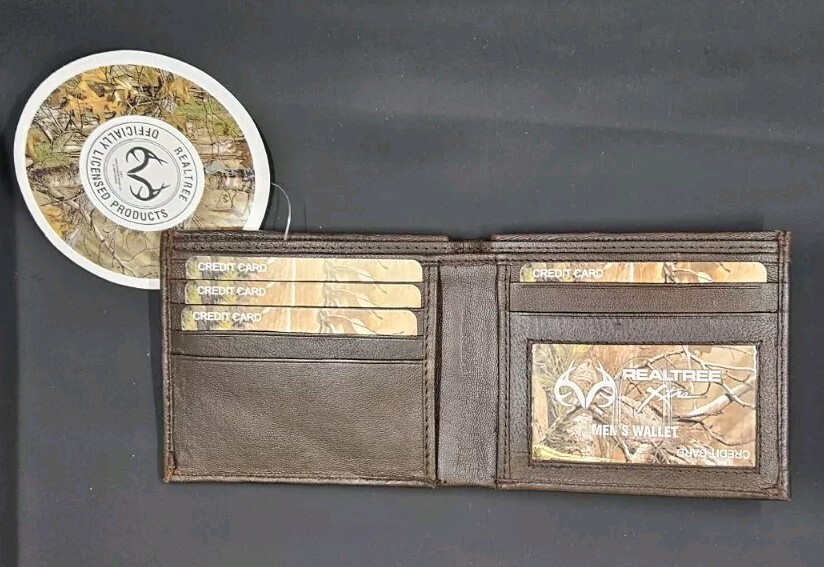 Realtree Camo Canvas and Genuine Brown Leather Bifold Wallet With RFID ...