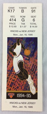 NBA 1995 01/16 New Jersey Nets at New York Knicks Basketball Ticket ...