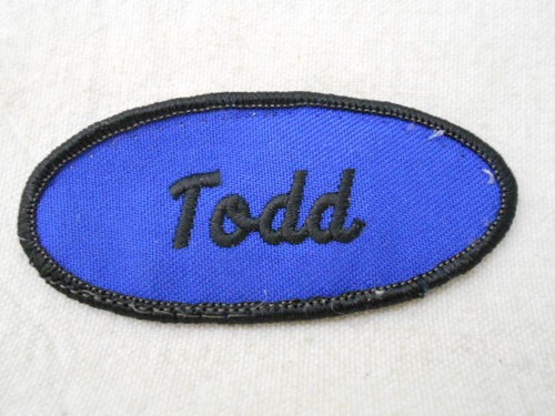 TODD USED EMBROIDERED VINTAGE SEW ON NAME PATCH TAGS ASSORTED COLORS | eBay