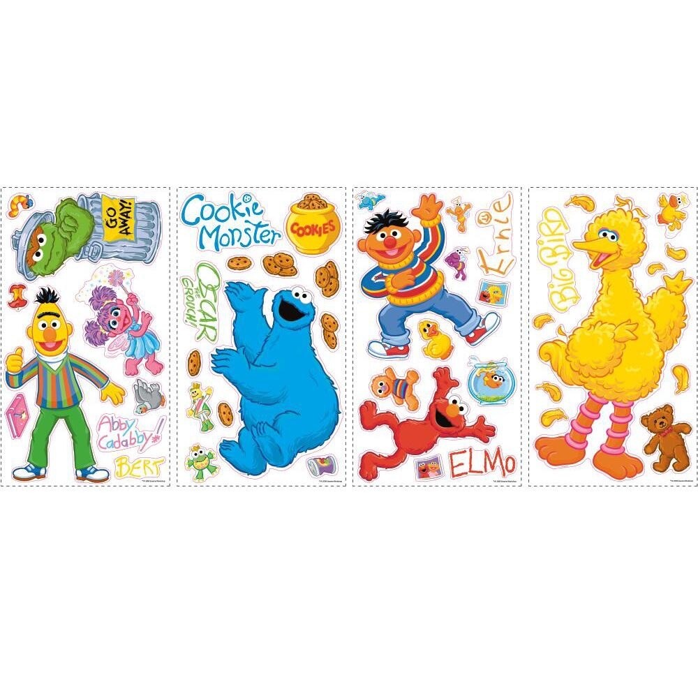 SESAME STREET Wall Decals Elmo, Cookie Monster Stickers Kids Baby ...