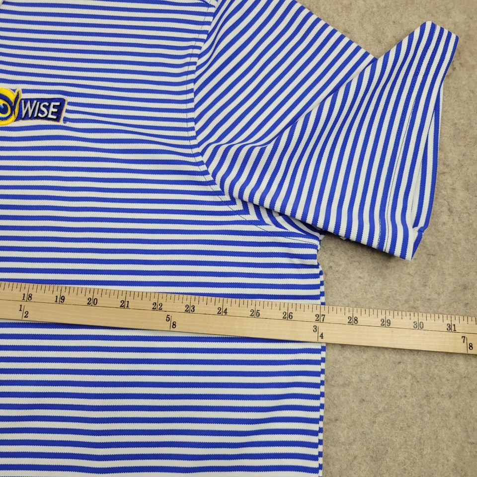 Cutter Buck Polo Shirt Mens 2XL Blue Striped Short Sleeve Wise Logo Performance | eBay